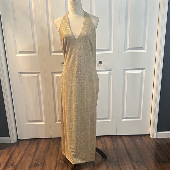 Ralph Lauren | Dresses | Ralph Lauren Gold Backless Halter Dress Nwot ...